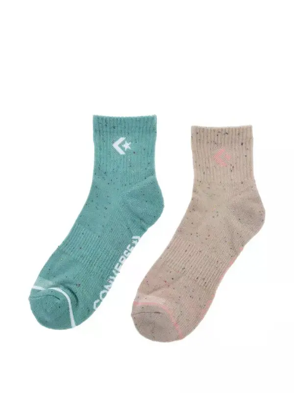 CONVERSE Logo-embroidered Speckled Socks - Green