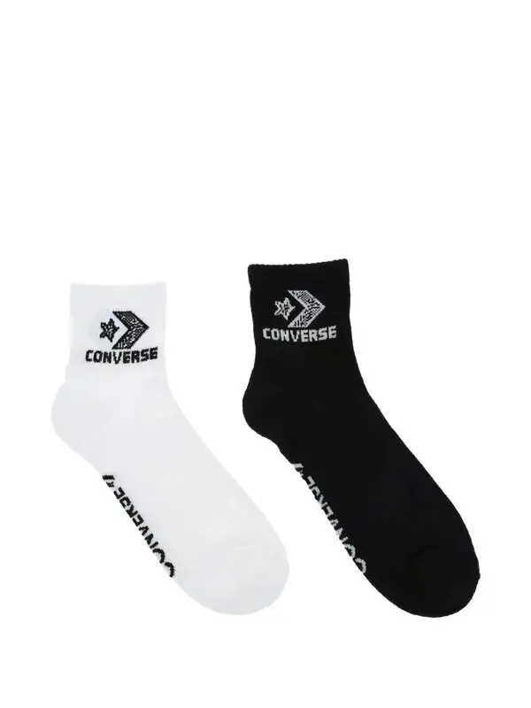 CONVERSE Logo Intarsia Ankle Socks - White