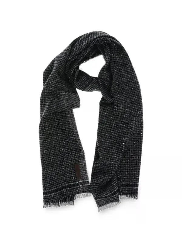 Zegna Houndstooth-pattern Fringed Scarf