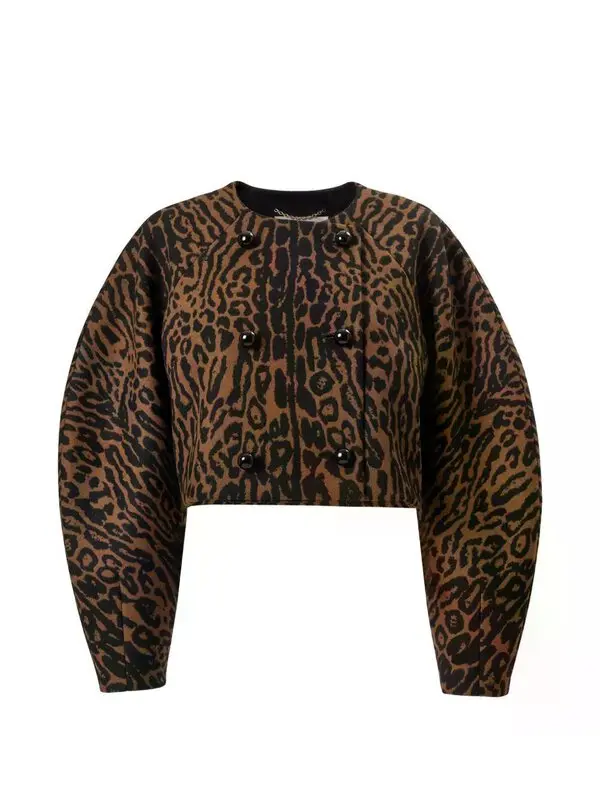 Carolina Herrera Leopard-jacquard Cocoon Jacket - Brown