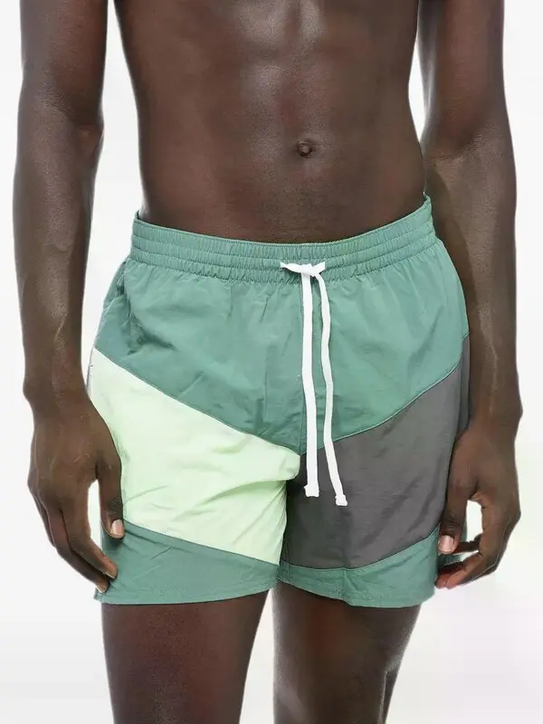 Nike Color-block Logo-print Swim Shorts - Green