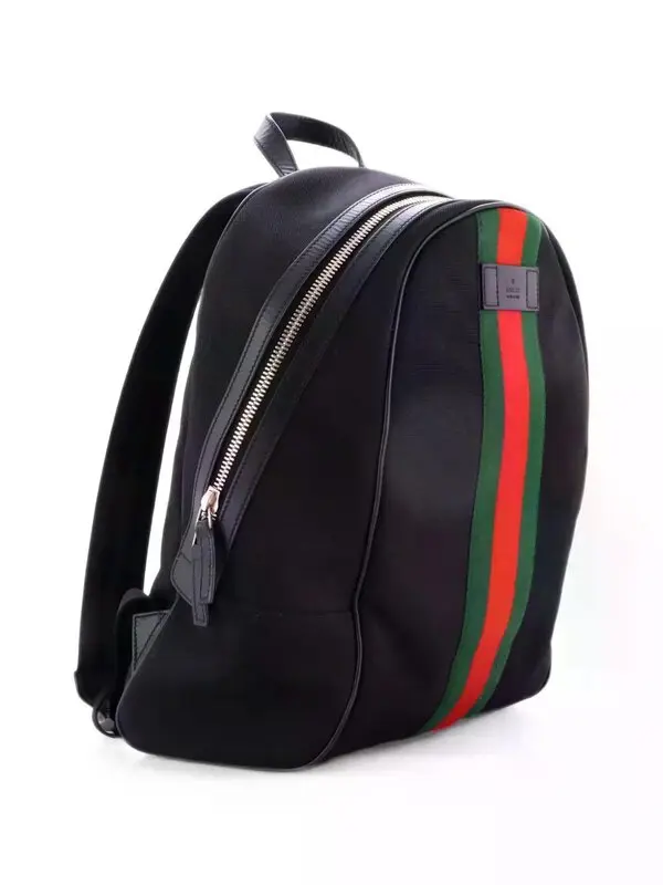 Gucci Web Zip Techno Canvas Medium Backpack - Black
