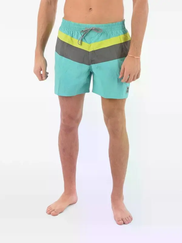 Nike Elastic-waistband Striped Swim Shorts - Blue
