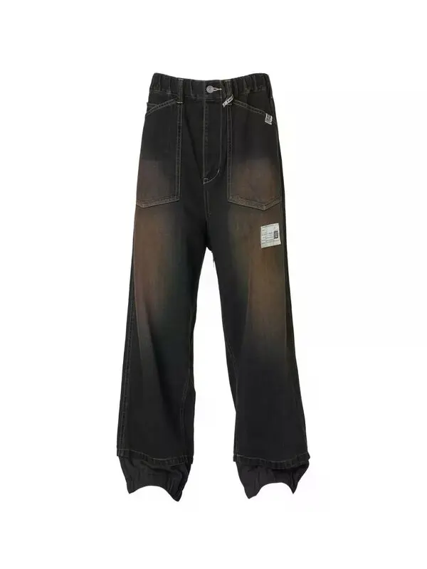 Mihara Yasuhiro Sweat Layered Wide-leg Denim Pants
