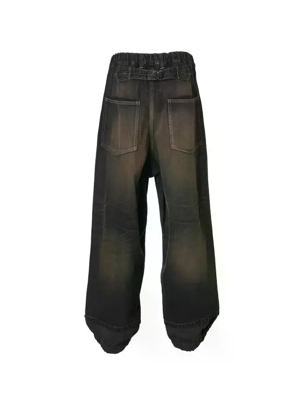 Mihara Yasuhiro Sweat Layered Wide-leg Denim Pants