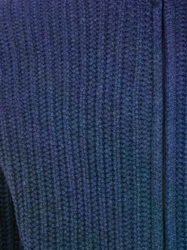 BARBA NAPOLI Ribbed-knit Zip-up Cardigan