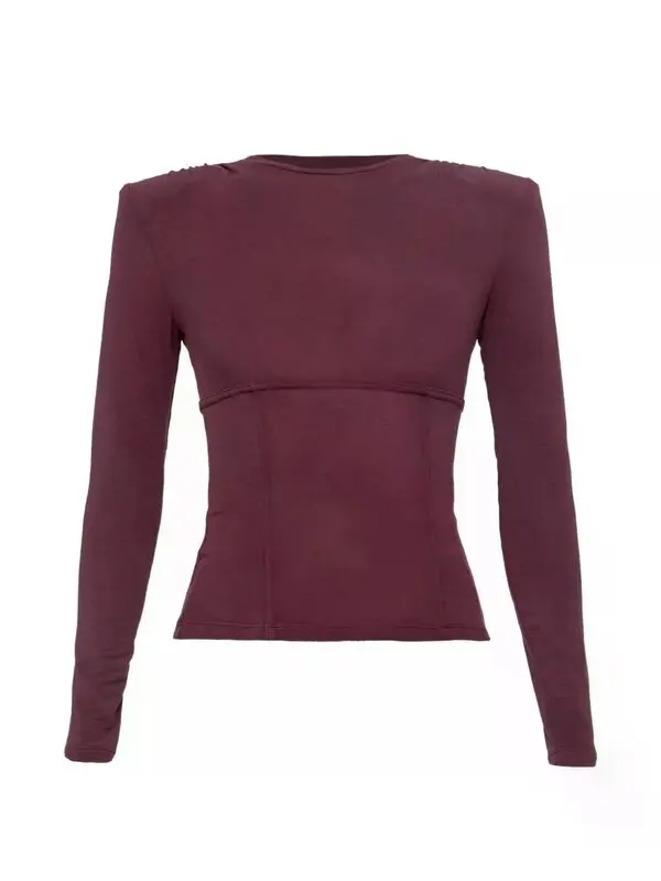 NISSA Tencel And Wool Blend Long Sleeve Top With Defined Shoulders