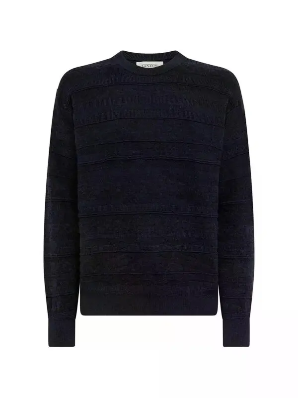 LANEUS Jacquard-knit Crew-neck Sweater - Blue