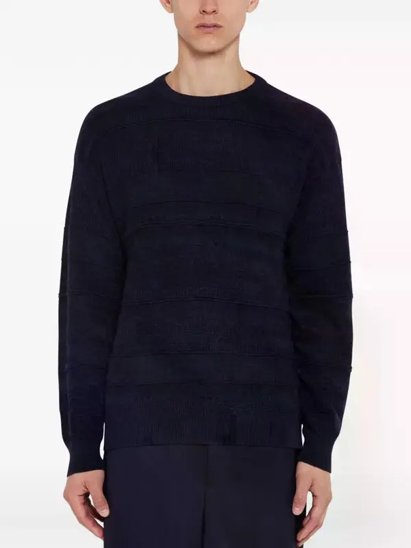 LANEUS Jacquard-knit Crew-neck Sweater
