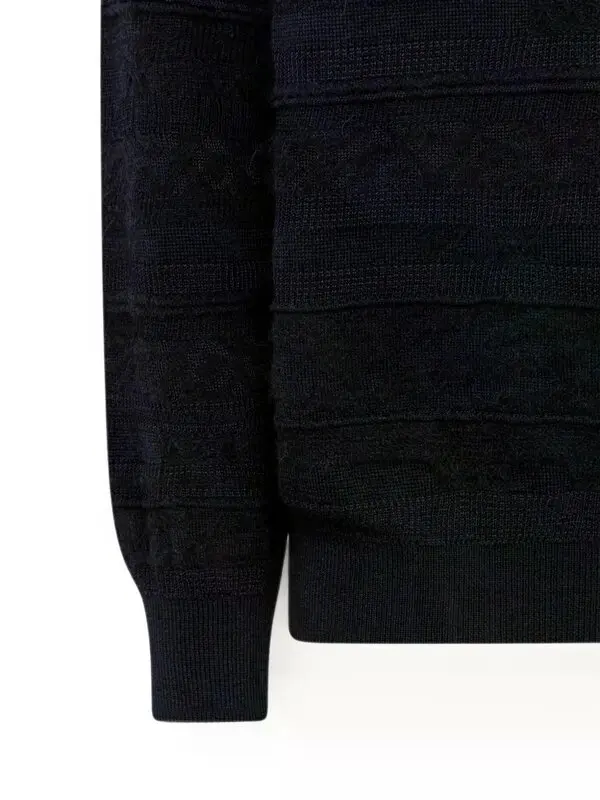LANEUS Jacquard-knit Crew-neck Sweater