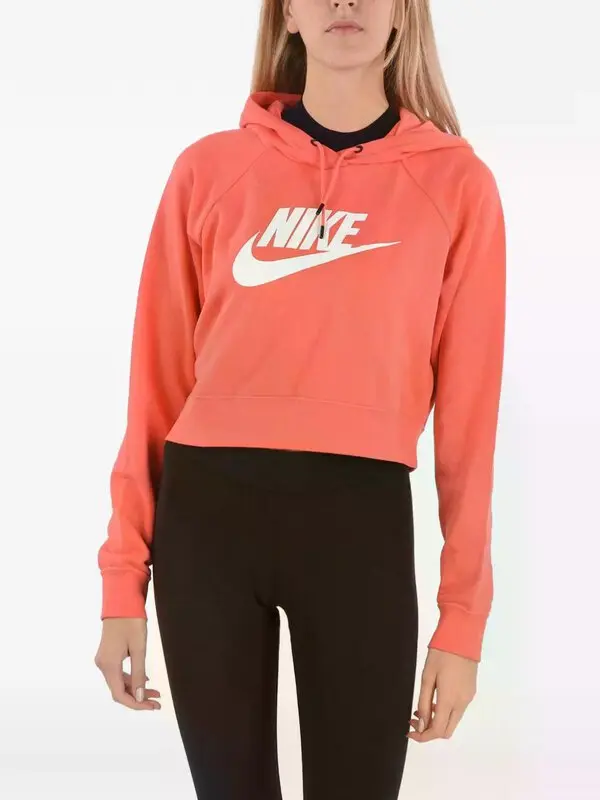 Nike Logo-print Cropped Hoodie - Orange