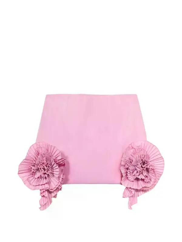 Blumarine Rose Detail Taffeta Mini Skirt - Pink