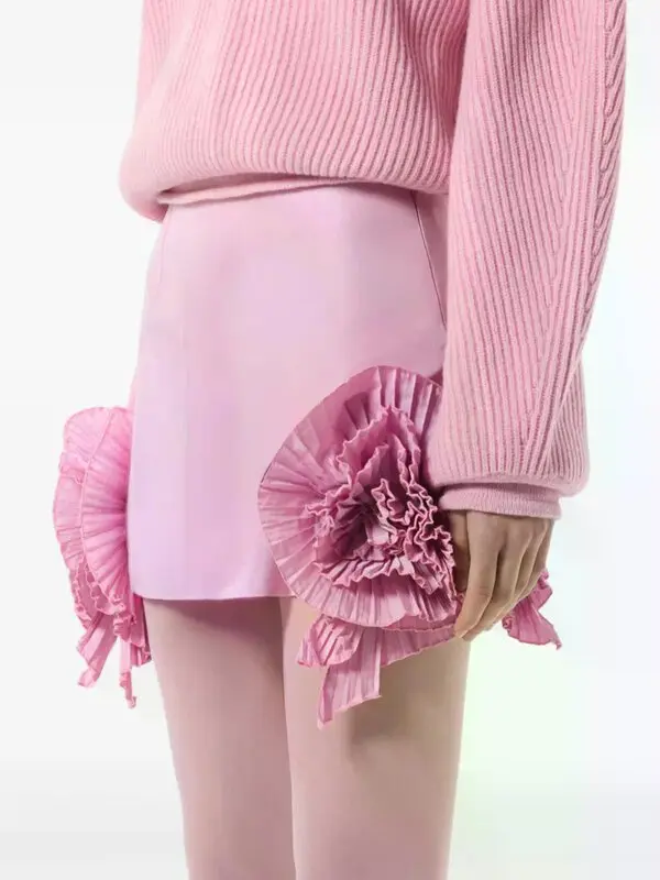 Blumarine Rose Detail Taffeta Mini Skirt