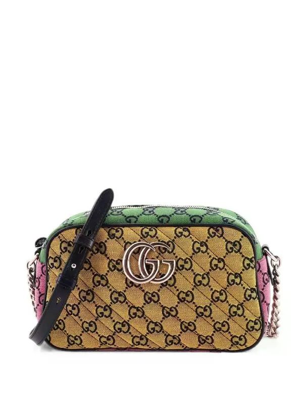 Gucci Gg Marmont Shoulder Bag Multicolor Diagonal Quilted Gg Canvas Small Crossbody Bag - Multicolour