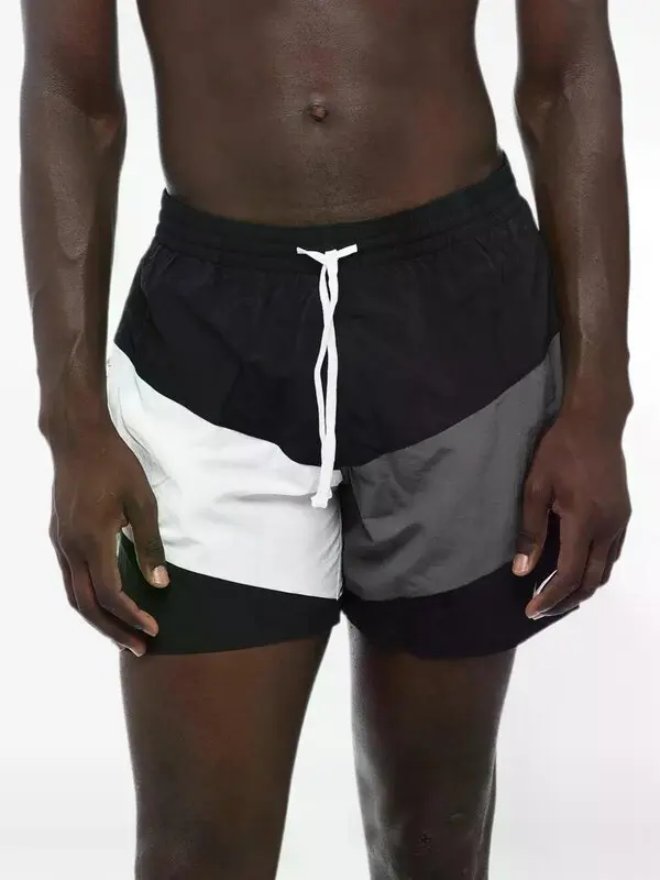 Nike Logo-print Colour-block Swim Shorts - Black