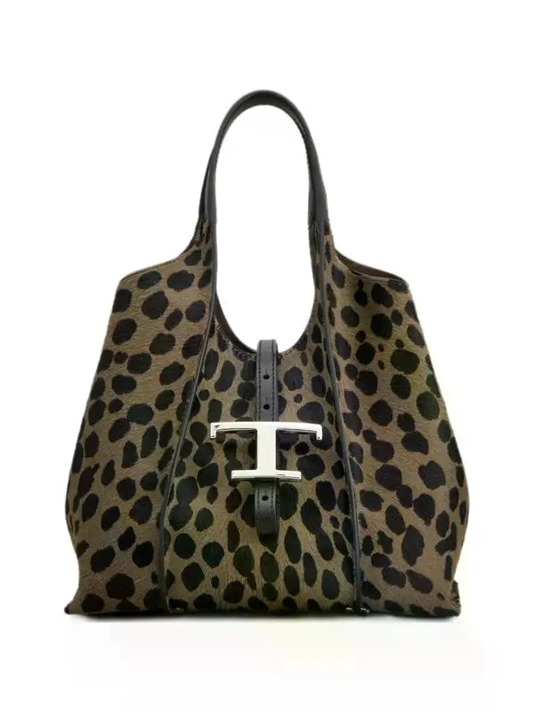 TOD'S Mini T Timeless Shopping Bag In Pony Effect Leather - Brown