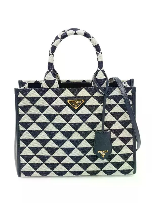 Prada Small Symbole Jacquard Tote Bag - Blue