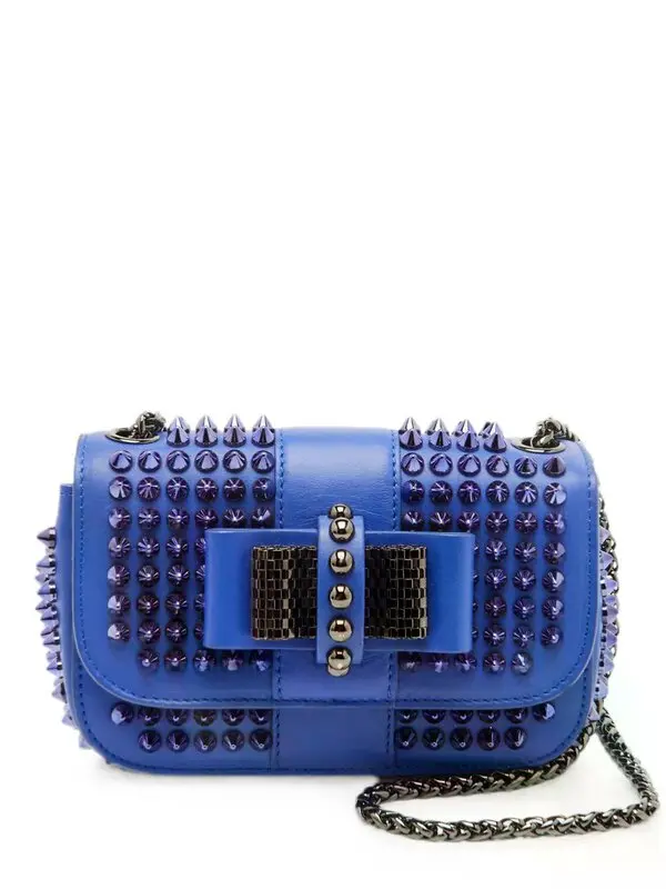CHRISTIAN LOUBOUTIN Mini Sweet Charity Spiked Crossbody Bag - Blue