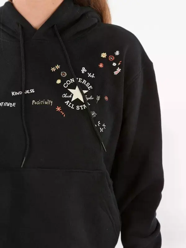 CONVERSE Logo-print Pouch-pocket Hoodie - Black