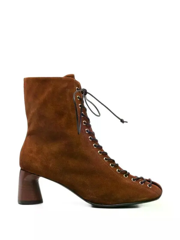 HALMANERA Lace-up Suede Ankle Boots - Brown