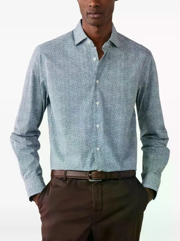 HACKETT LONDON Floral-print Poplin Shirt - Blue