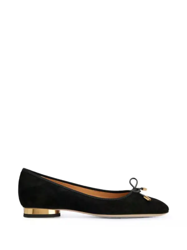TOD'S Bow-detail Suede Ballet Flats - Black