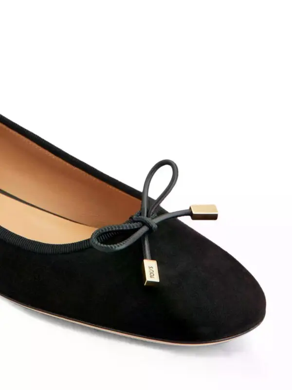 TOD'S Bow-detail Suede Ballet Flats