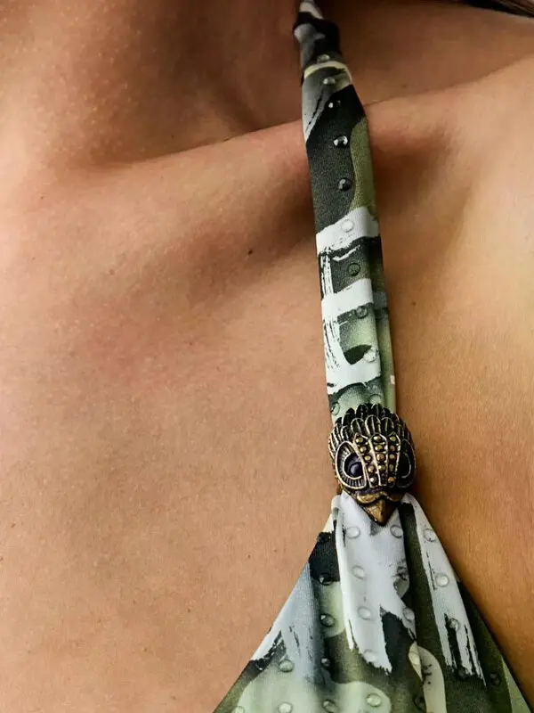 Kurt Geiger Eagle Camouflage-print Bikini Top