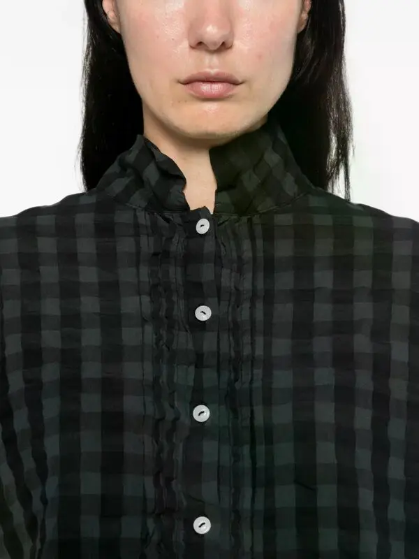 RICORRROBE Gingham-pattern Ruffled-detail Shirt