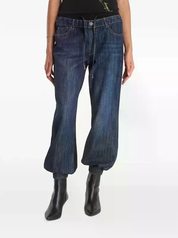 Desigual Drawstring-waist Cuffed-hem Jeans - Blue