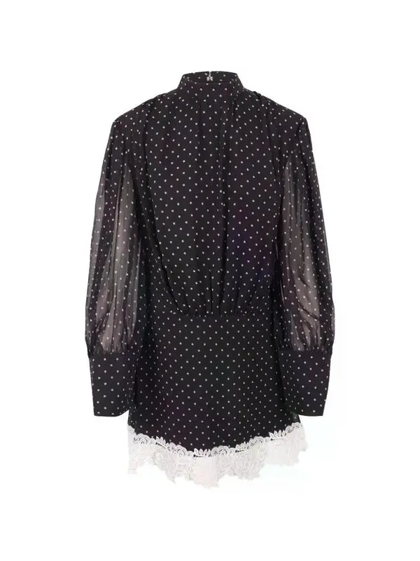 ROTATE BY BIRGER CHRISTENSEN And White Polka Dot Lace Trim Mini Dress - Black