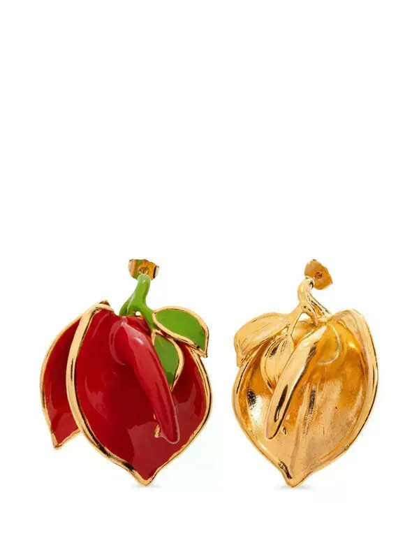 Moschino Fruit Motif Enamel Detail Earrings - Gold