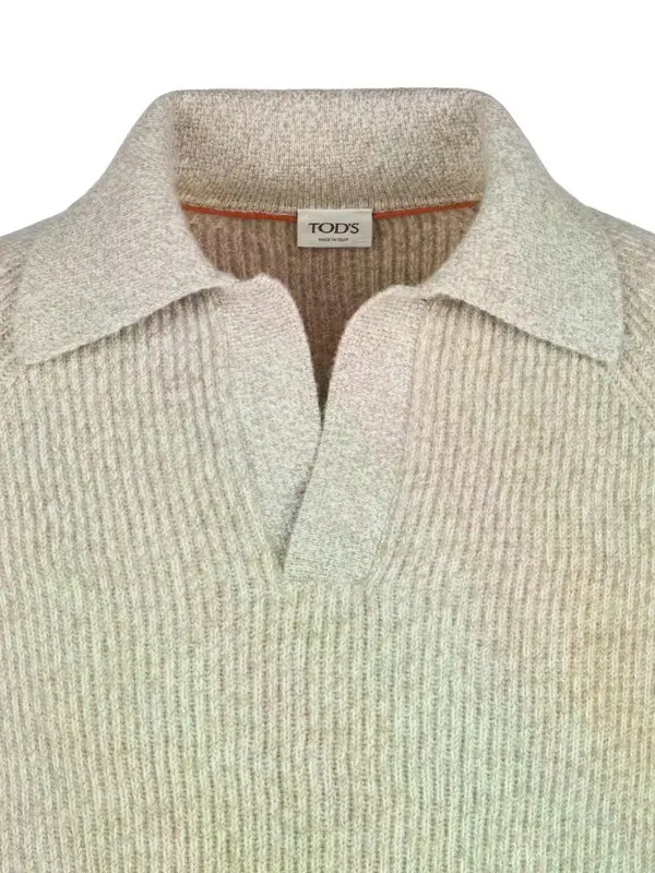 TOD'S Polo Buttonless Ribbed Mouline