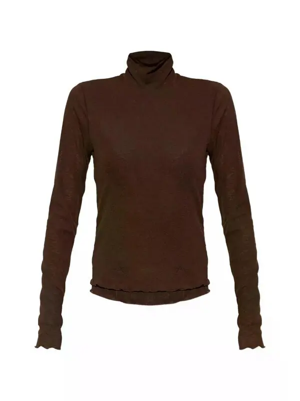 GANNI Turtleneck In Marl Mesh - Brown