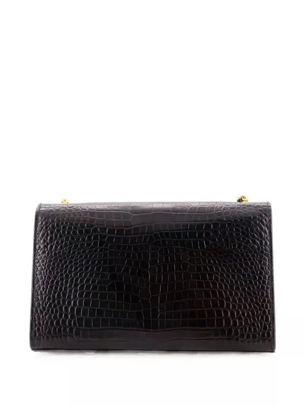Saint Laurent Monogram Tassel Crocodile Embossed Leather Medium Crossbody Bag