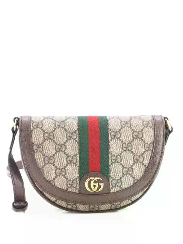Gucci Ophidia Curved Flap Shoulder Bag Gg Coated Canvas Mini Crossbody Bag - Brown