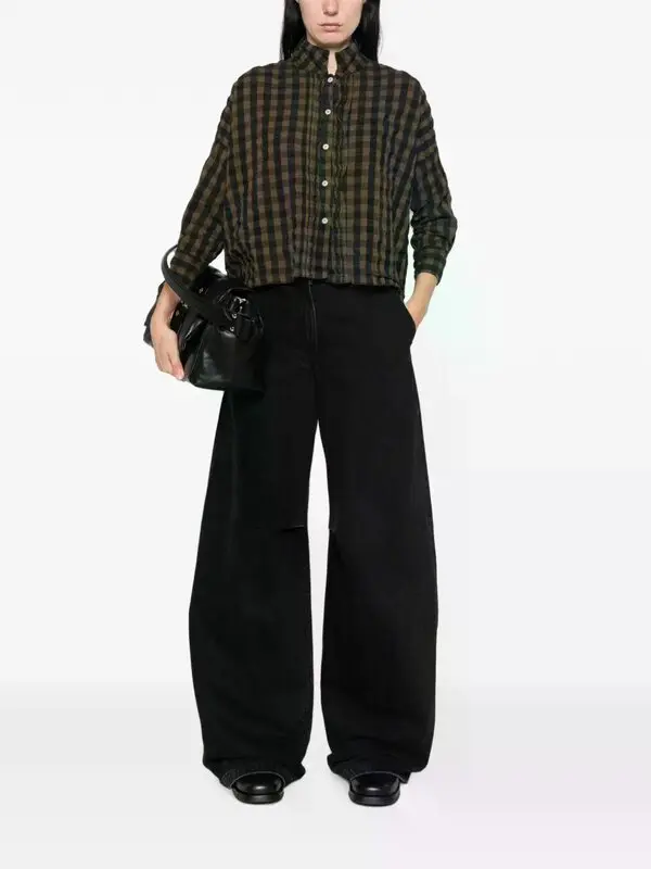 RICORRROBE Gingham-check Ruffled-detail Shirt
