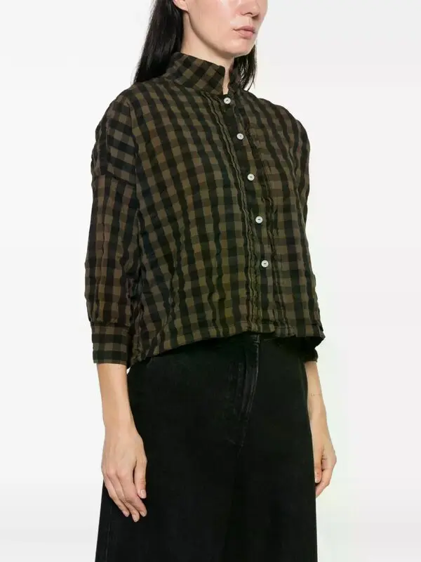 RICORRROBE Gingham-check Ruffled-detail Shirt