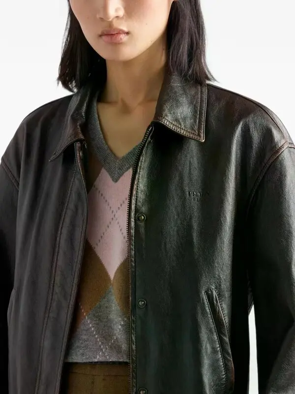 Prada Argyle Cashmere V-neck Sweater