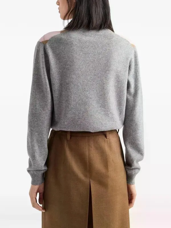 Prada Argyle Cashmere V-neck Sweater