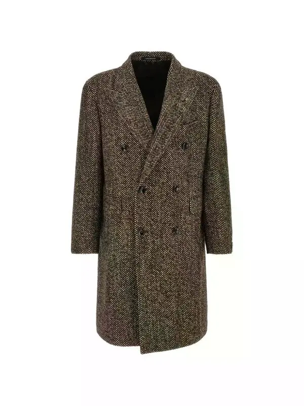 Tagliatore Londra Herringbone Double-breasted Coat - Brown