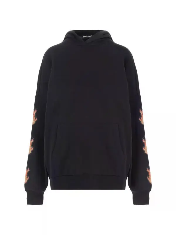 Just Cavalli Rhinestone-embellished Graphic-print Hoodie - Black
