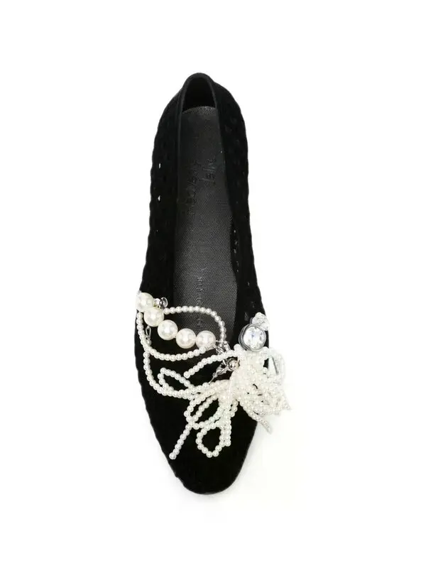 HEAVENLY JELLY Drift Pearl-embellished Cut-out Ballet Flats