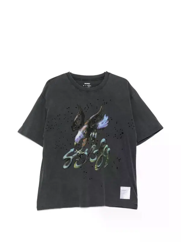 Satisfy Graphic-print Distressed T-shirt - Grey