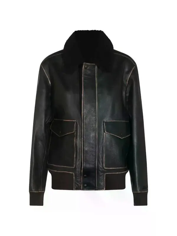 Rag & Bone Shearling-collar Leather Jacket - Black