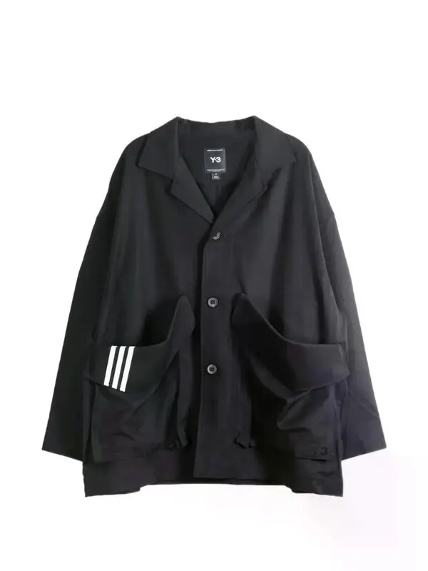 Y3 Oversized Logo Patch Coat - Black