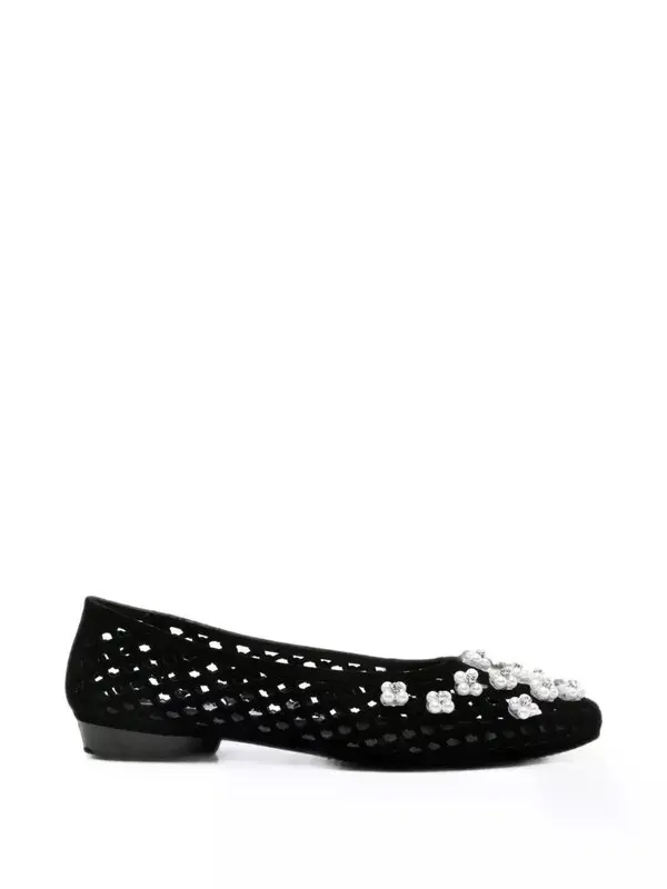 HEAVENLY JELLY Lustre Floral-embellished Perforated Ballet Flats