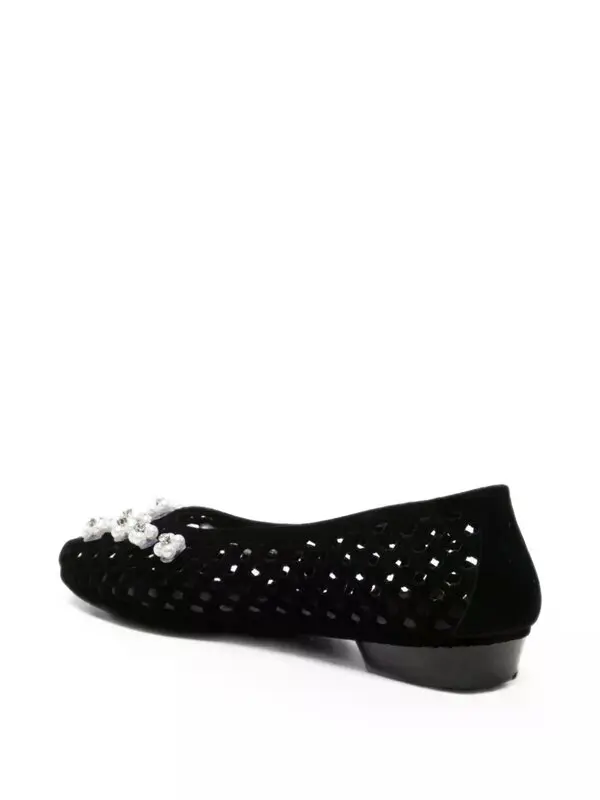 HEAVENLY JELLY Lustre Floral-embellished Perforated Ballet Flats