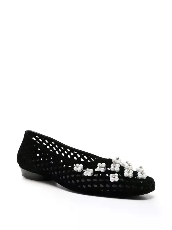 HEAVENLY JELLY Floral-embellished Perforated Ballet Flats
