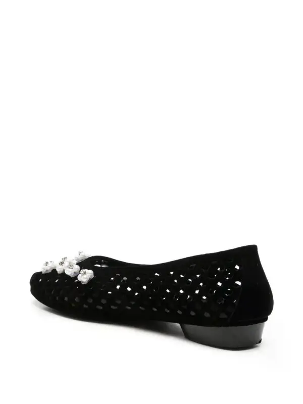 HEAVENLY JELLY Floral-embellished Perforated Ballet Flats